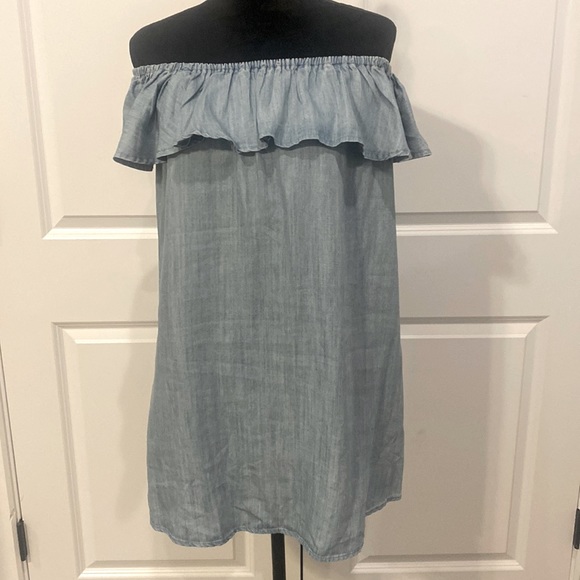 Lulus | Dresses | Lulus Off Shoulder Denim Like Tee Shirt Dress With ...